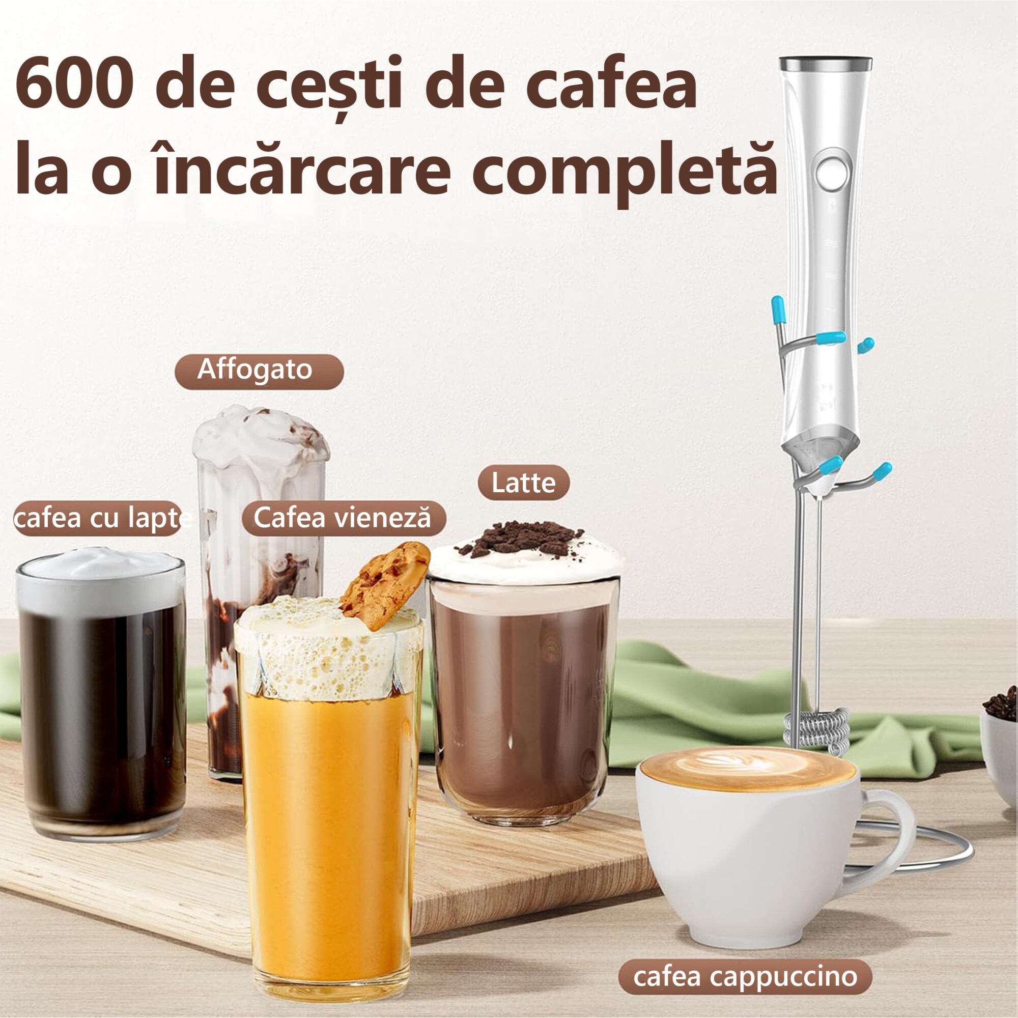 Mixer spuma lapte, Yulinland®, Electric, Reglare cu 3 viteze, bauturi ...