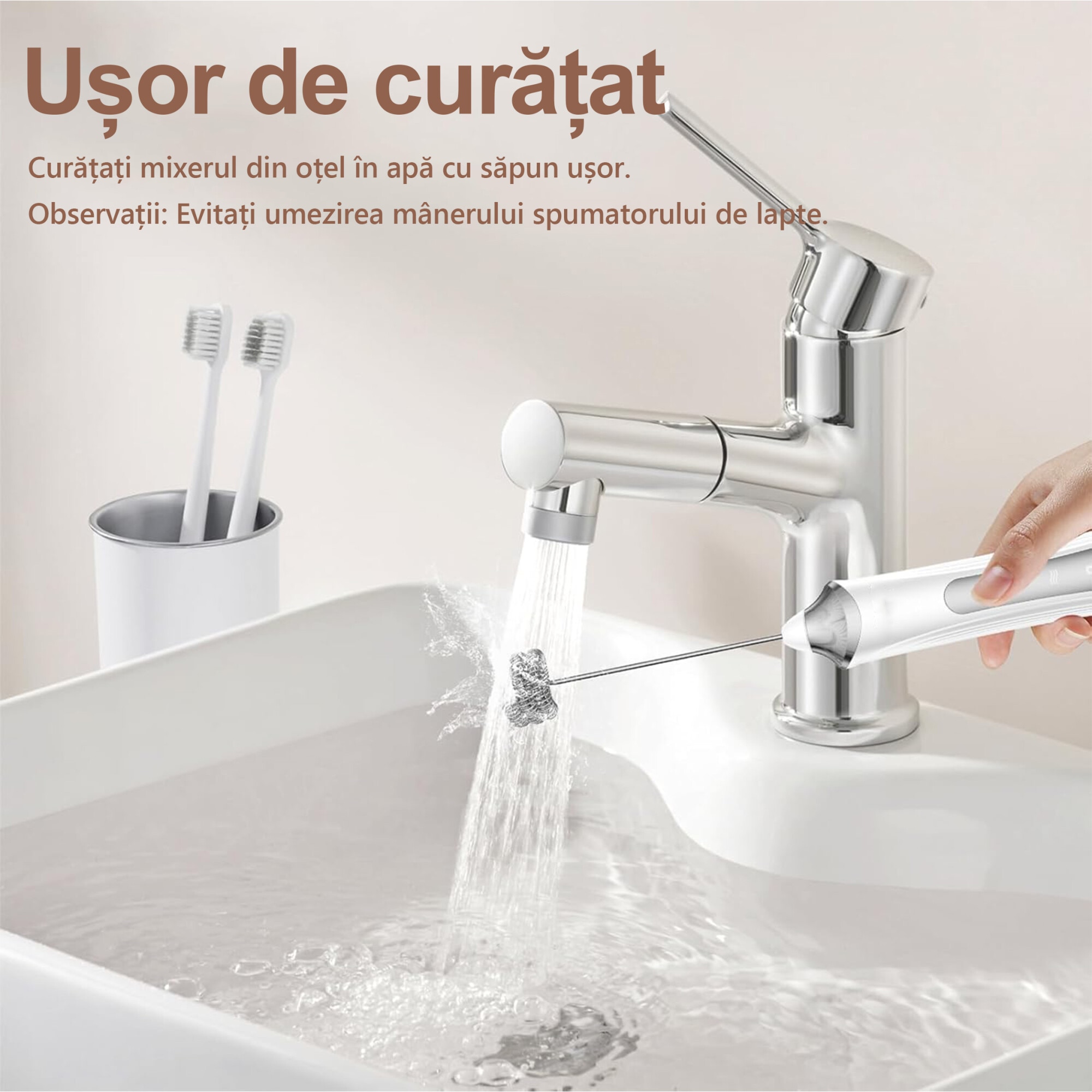 Mixer spuma lapte, Yulinland®, Electric, Reglare cu 3 viteze, bauturi ...