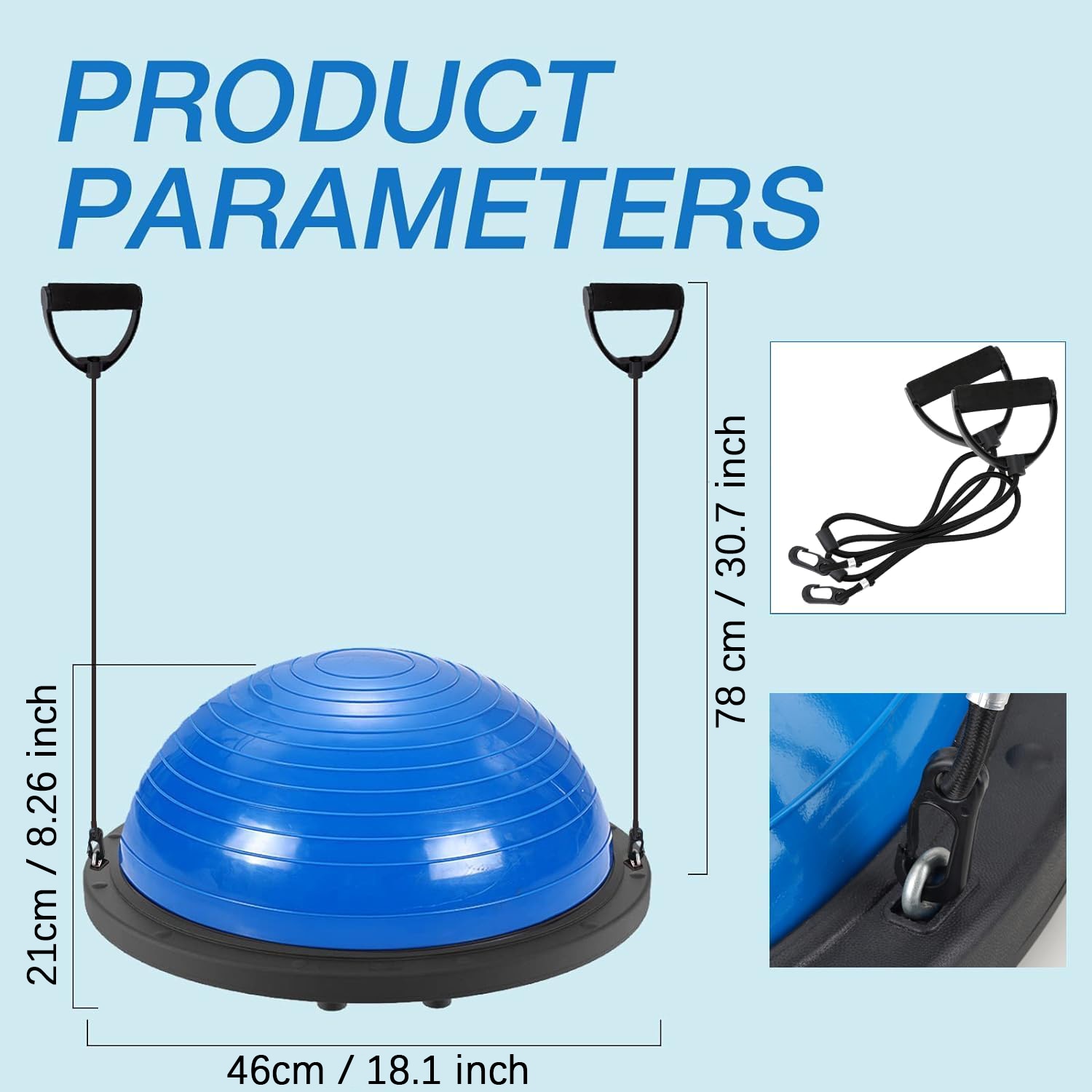 Minge Fitness BOSU pentru Echilibru, cu Extensoare si Pompa Inclusa ...