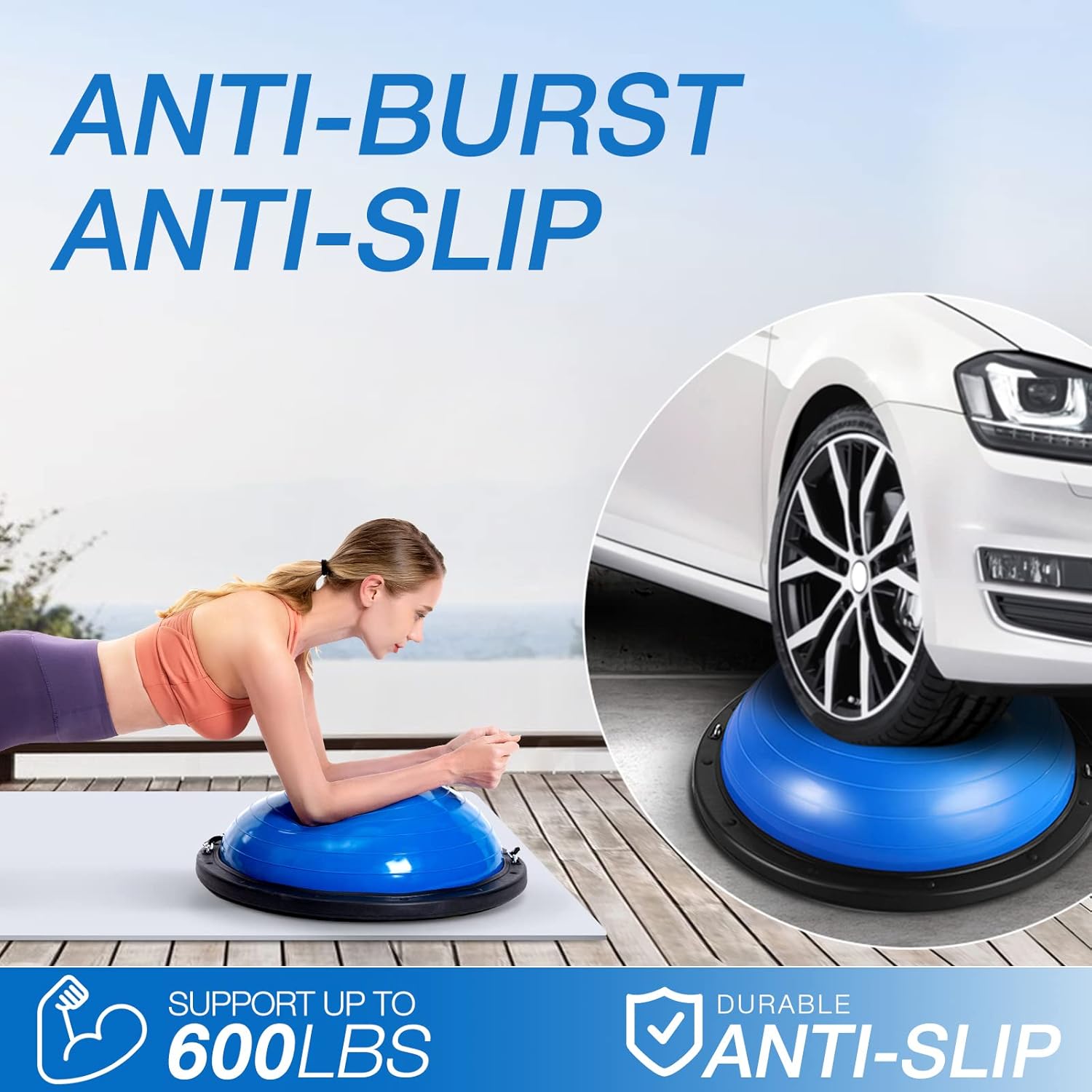 Minge Fitness BOSU pentru Echilibru, cu Extensoare si Pompa Inclusa ...