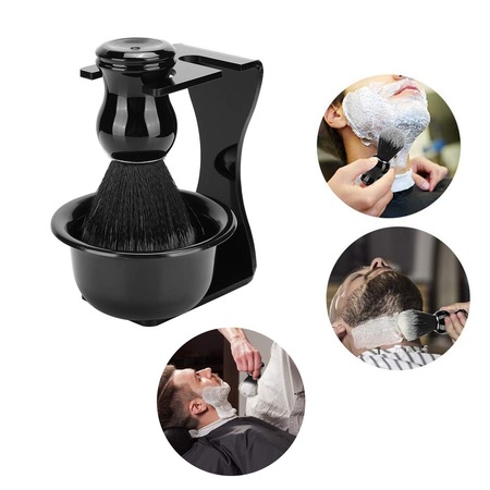 Set de barbierit, Perie barba, SINBINTA, 3 in 1, Cu suport, pamatuf ...
