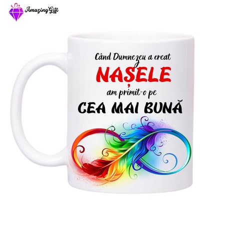 Cana personalizata, pentru cea mai buna nasa, imagine infinit, ceramica ...