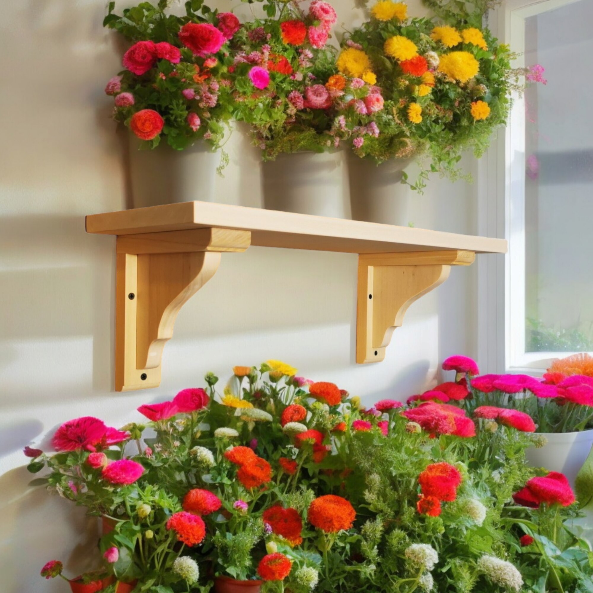 Raft de perete din Lemn Masiv Tei Natur, model trifoi, 80x16x2cm ...