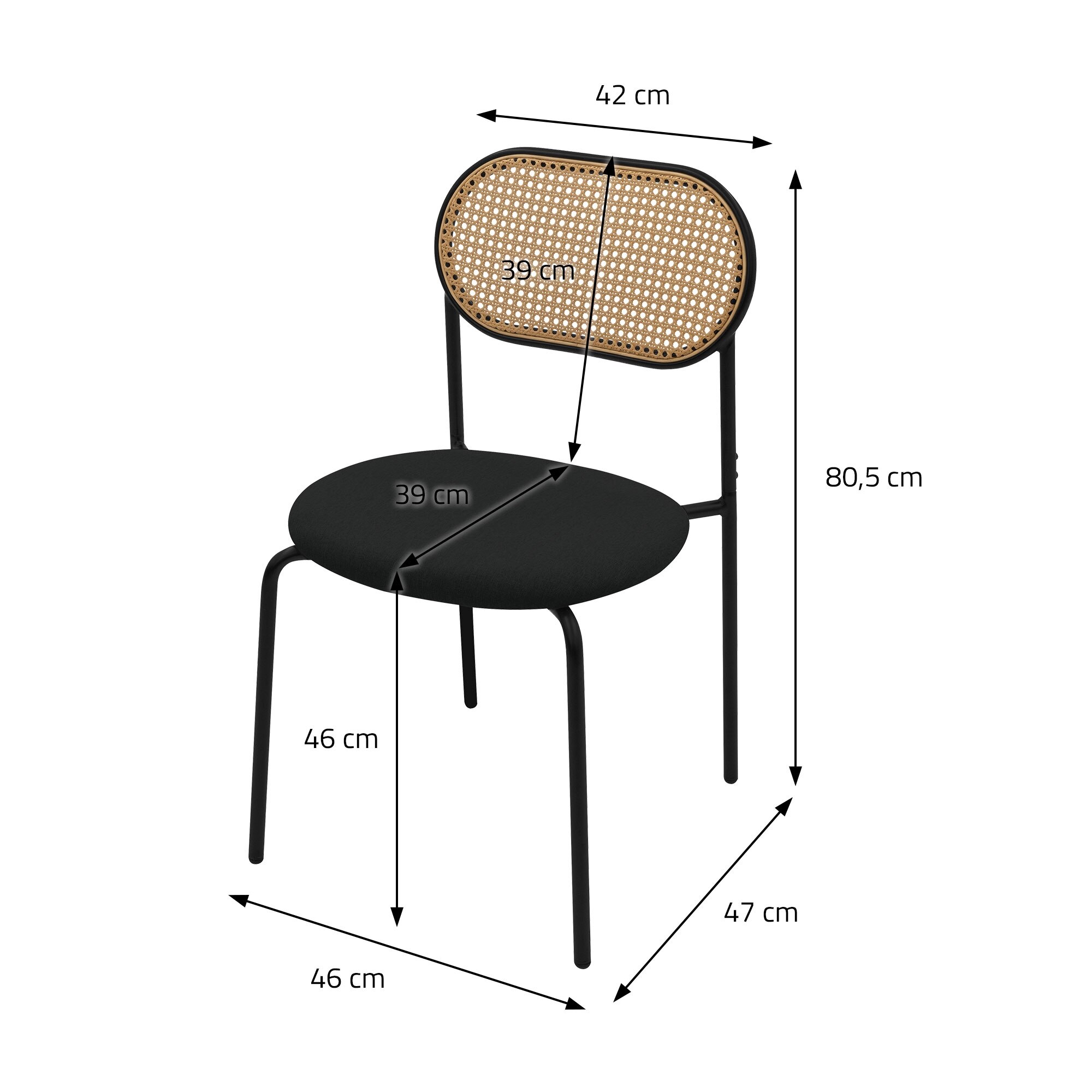 6x Scaune de sufragerie ML-Design in culoare negru, spatar curbat din ...