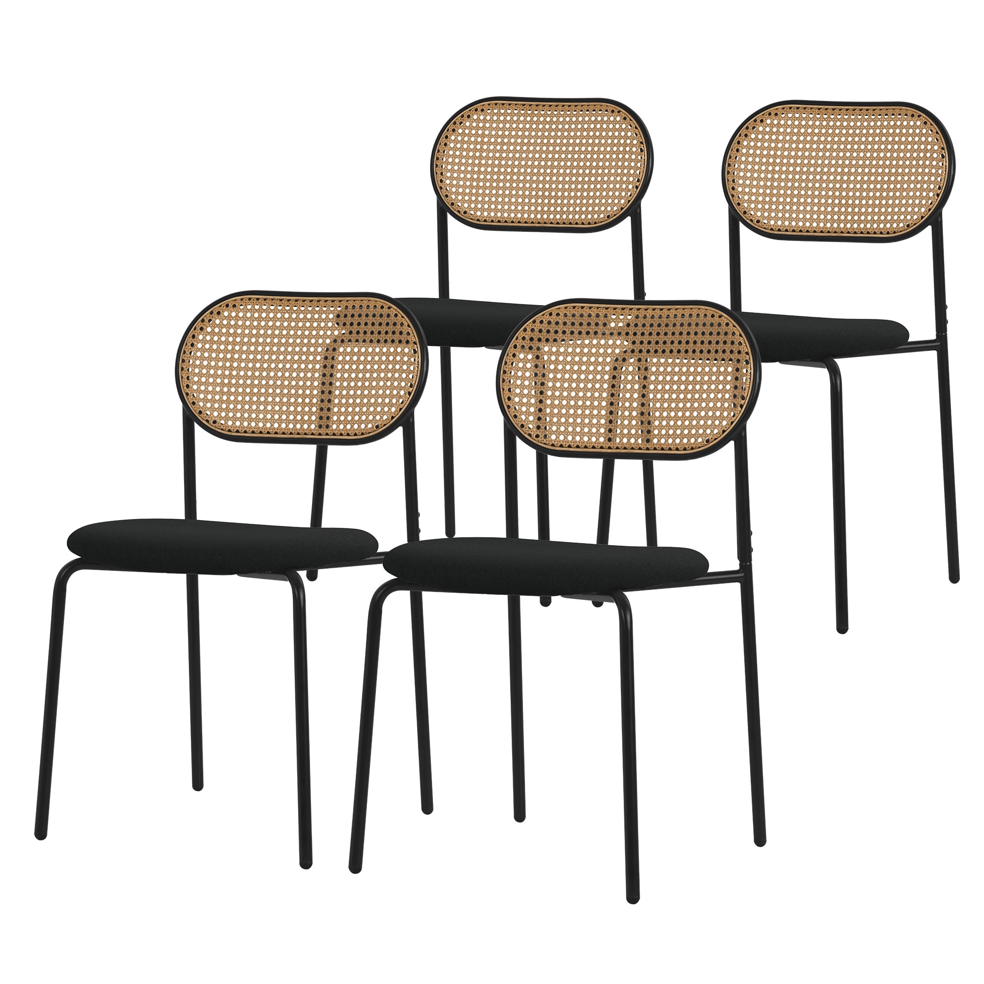 Set 4 scaune dining ML-Design, negru, poliester, 46x47x80.5 cm, cadru ...