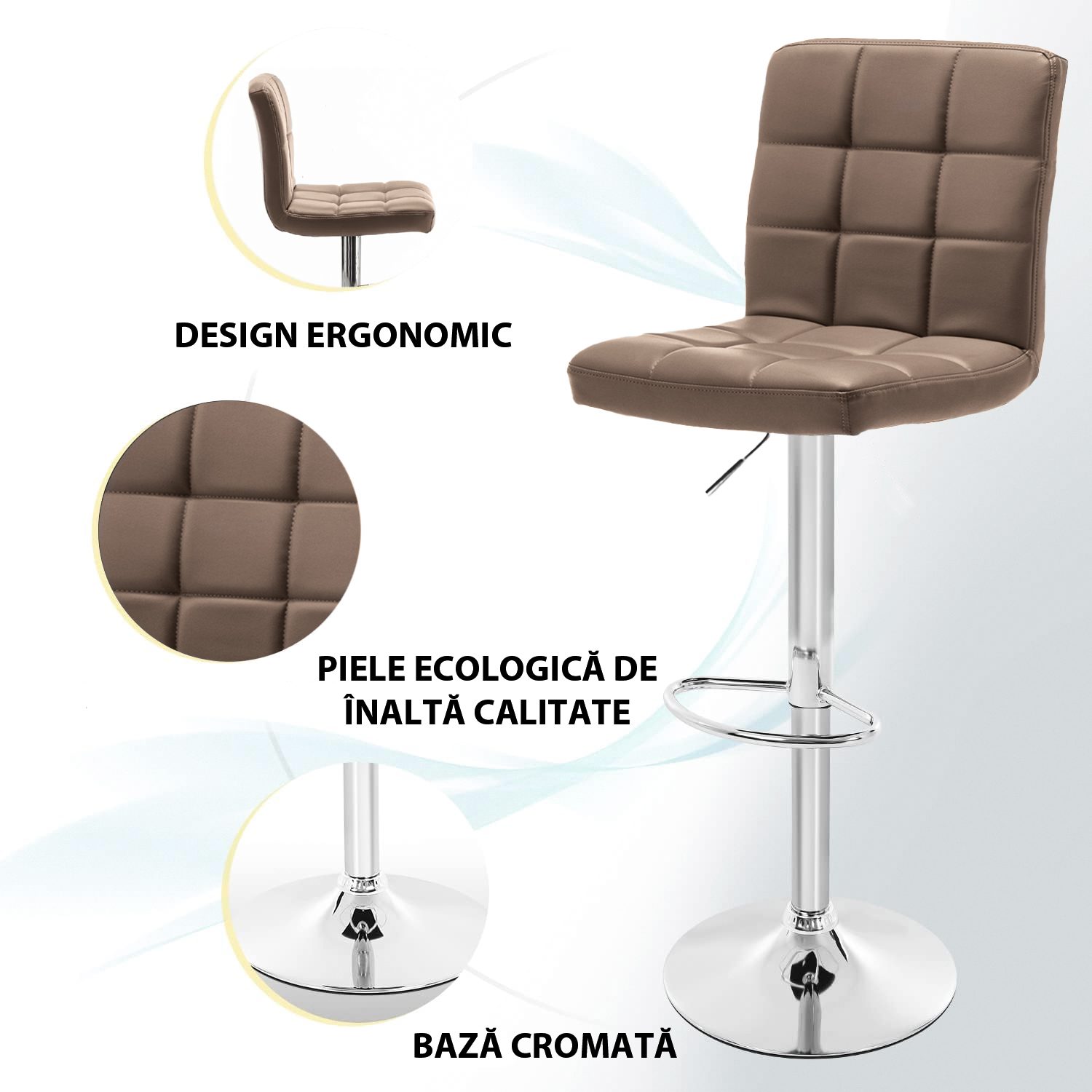 Set 2 scaune bar, Quasar & Co.®, inalt, inaltime reglabila, rotativ ...