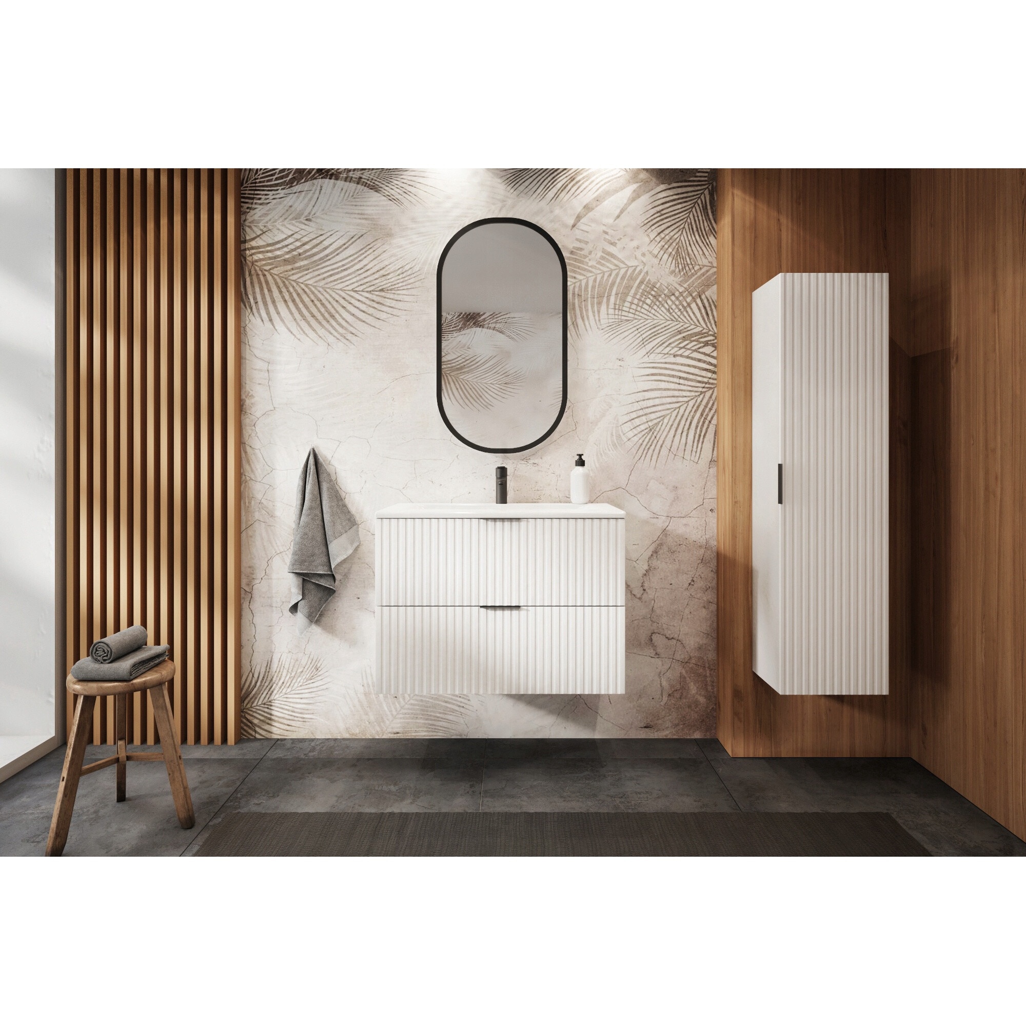 Dulap de baie RODAN, FLOW 80, MDF, De sine statator, Soft close/Spatiu ...
