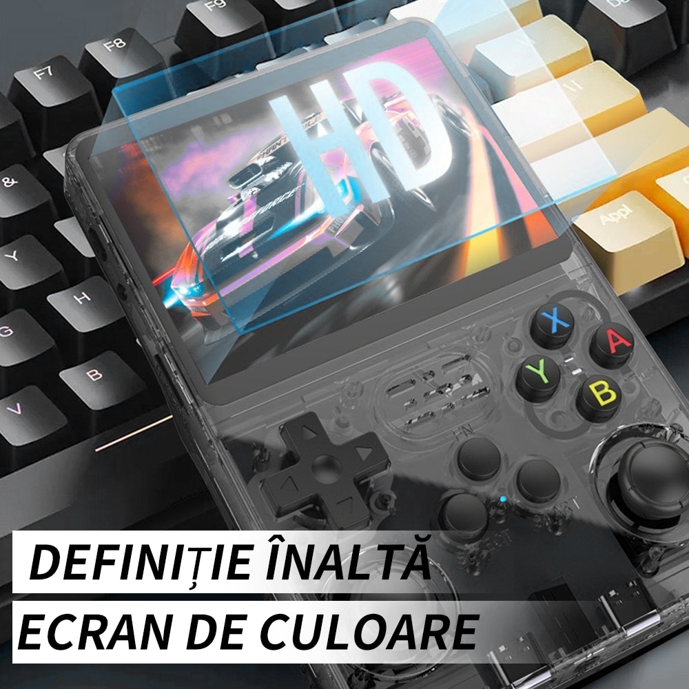 Consola retro portabila R36S 64GB cu jocuri, Lurelia, Ecran HD de ...