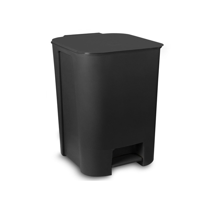 Cos de gunoi cu pedala, Practico, 25l, plastic, negru, design modern ...
