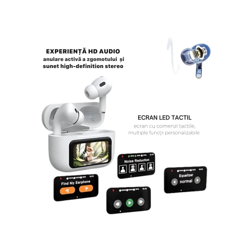 Casti Bluetooth Wireless Ear Buds Pro, Display LED tactil, Digital Kala ...