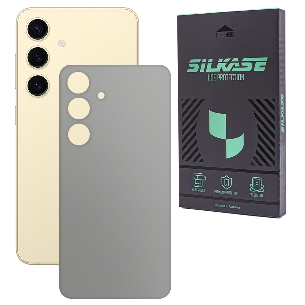 Folie skin SILKASE, pentru Samsung Galaxy S25, gri ice, protectie spate ...