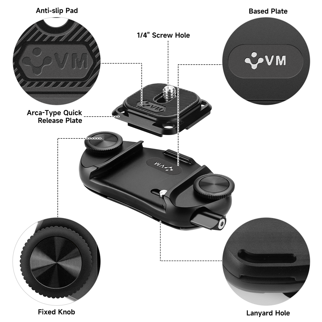 IdolCamera Clip with Plate and Shoulder & Backpack Straps Quick Release ...