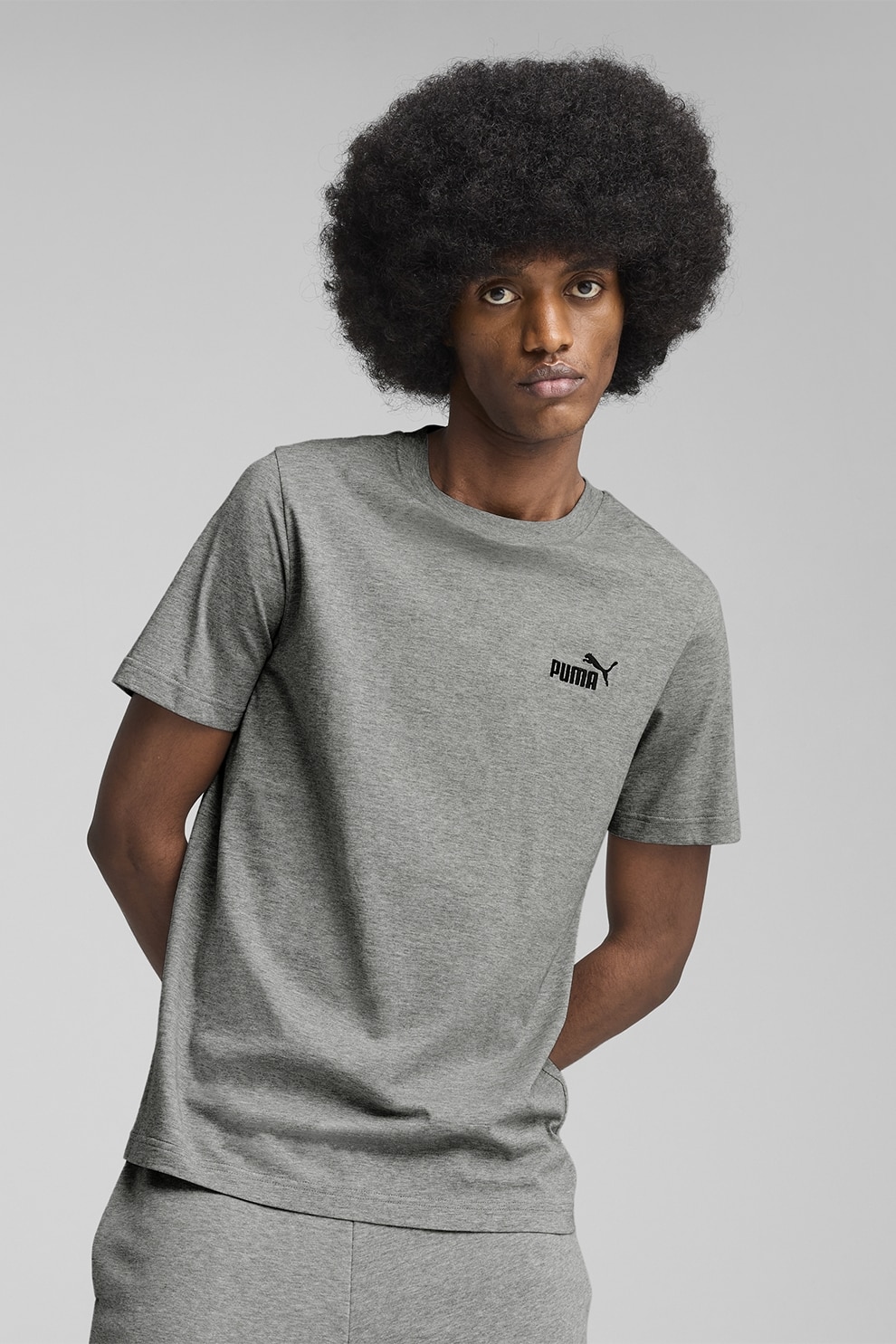 Puma, Tricou cu detaliu logo, Gri melange, L - eMAG.ro