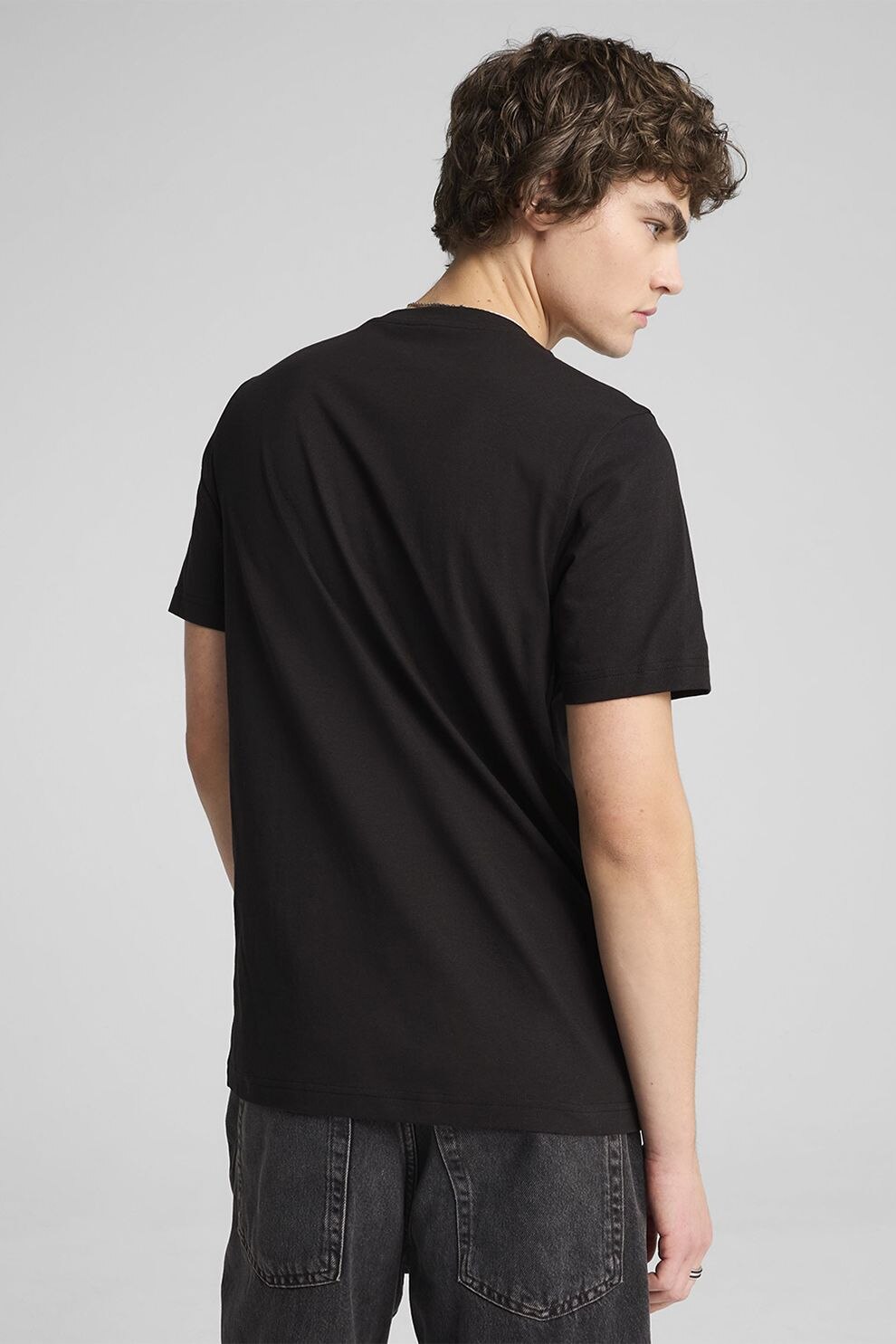 Puma, Tricou de bumbac cu decolteu la baza gatului, Negru, Corai, M ...