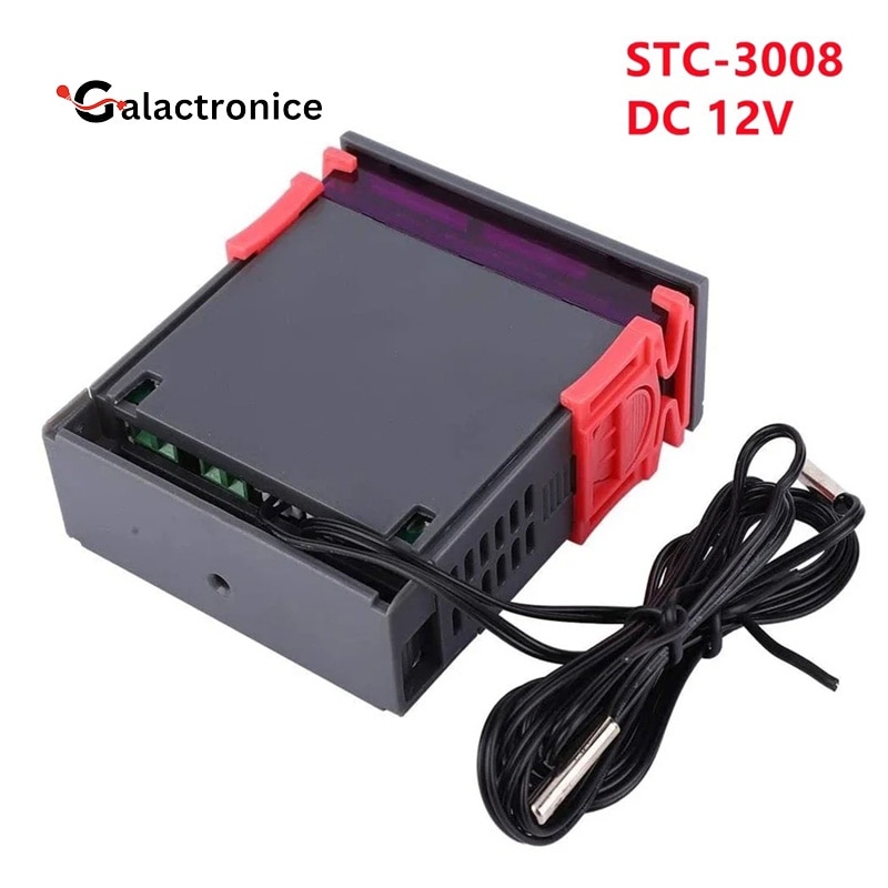 STC-3008 kettős digitális termosztát, hőmérséklet-szabályozó, DC 12V ...