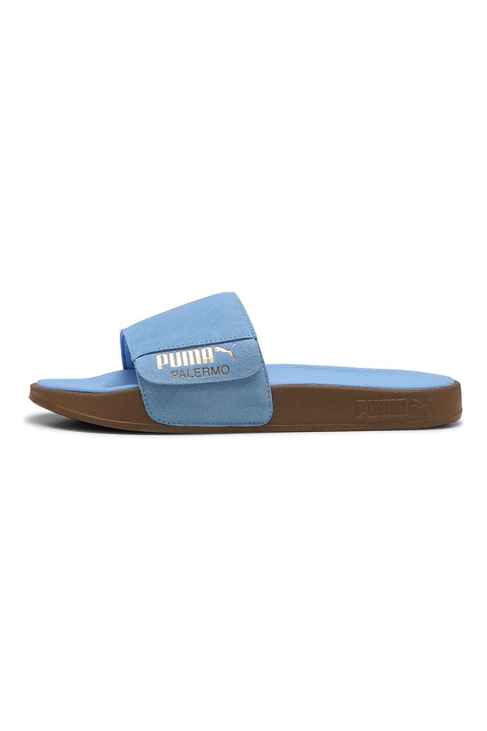 Puma, Papuci de piele cu logo, Albastru azur, 3 - eMAG.ro