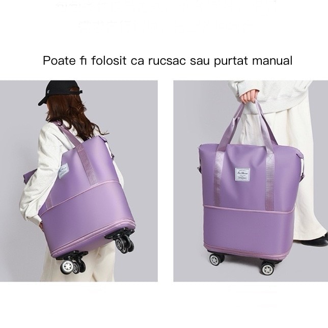Geanta de voiaj cu role, NEVERMORE®, 25L-55L, trei etaje pliabila ...