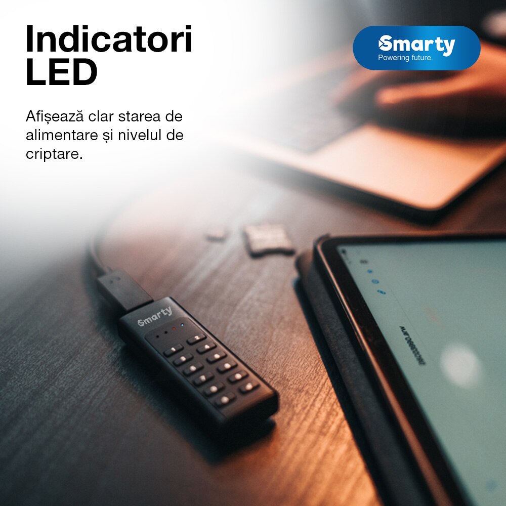 Memorie USB Smarty KeySecure Pro V2, 64GB, USB 3.2, Criptare hardware ...