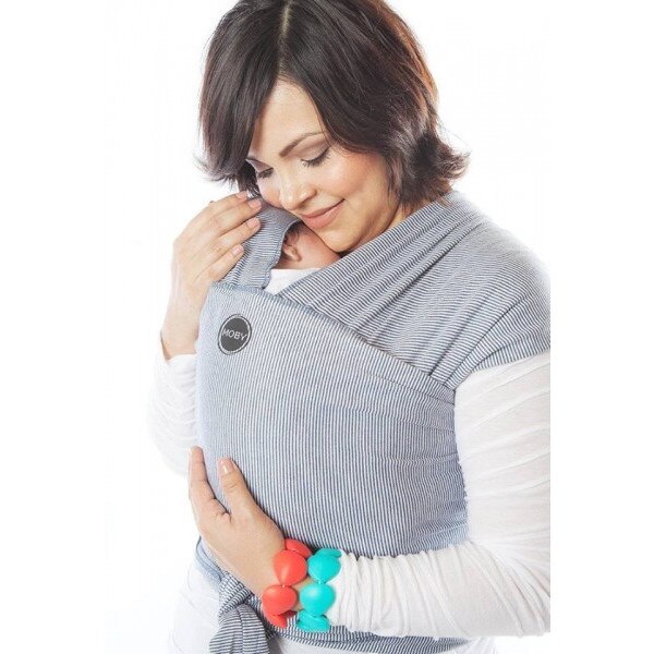 Wrap elastic ultrasubtire Moby Bamboo Evolution Design - Denim Stripes - eMAG.ro