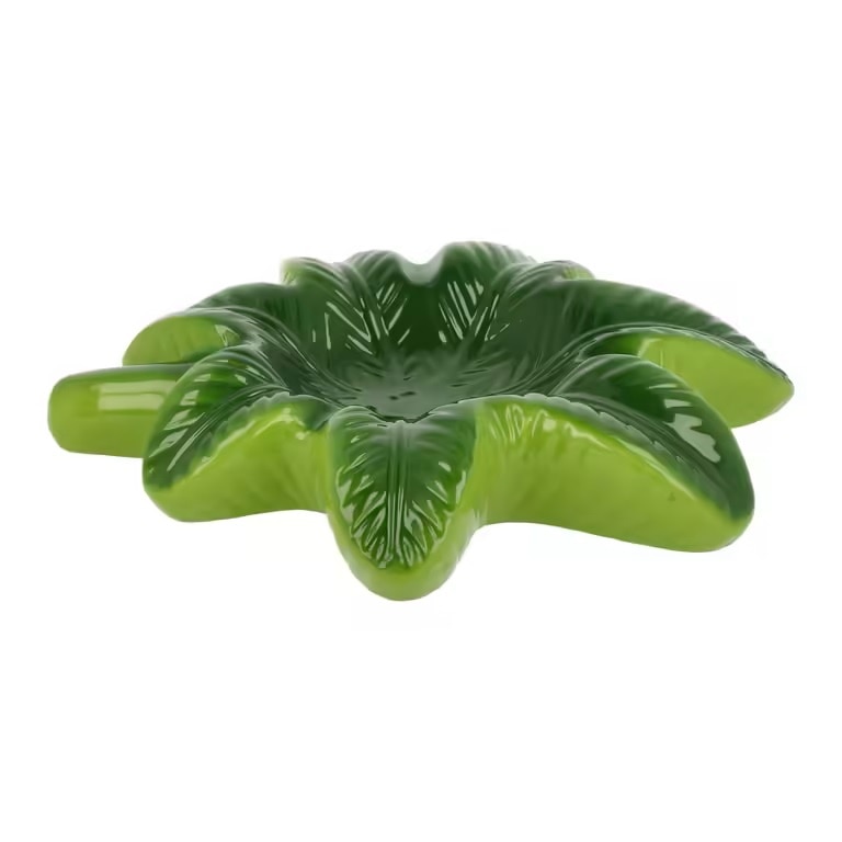 Scrumiera frunza Canabis, din ceramica, nuante de verde, foarte ...