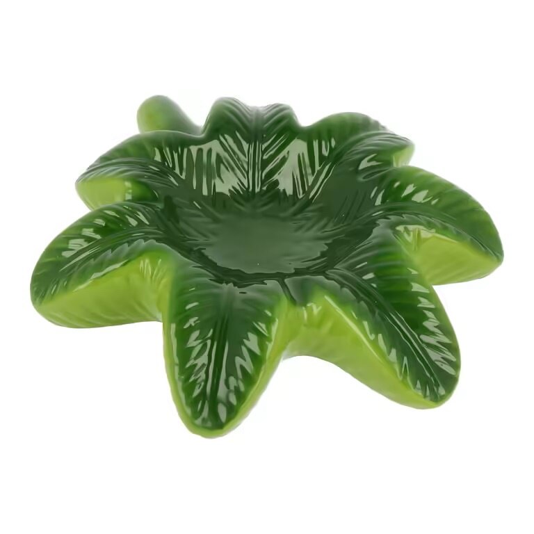 Scrumiera frunza Canabis, din ceramica, nuante de verde, foarte ...