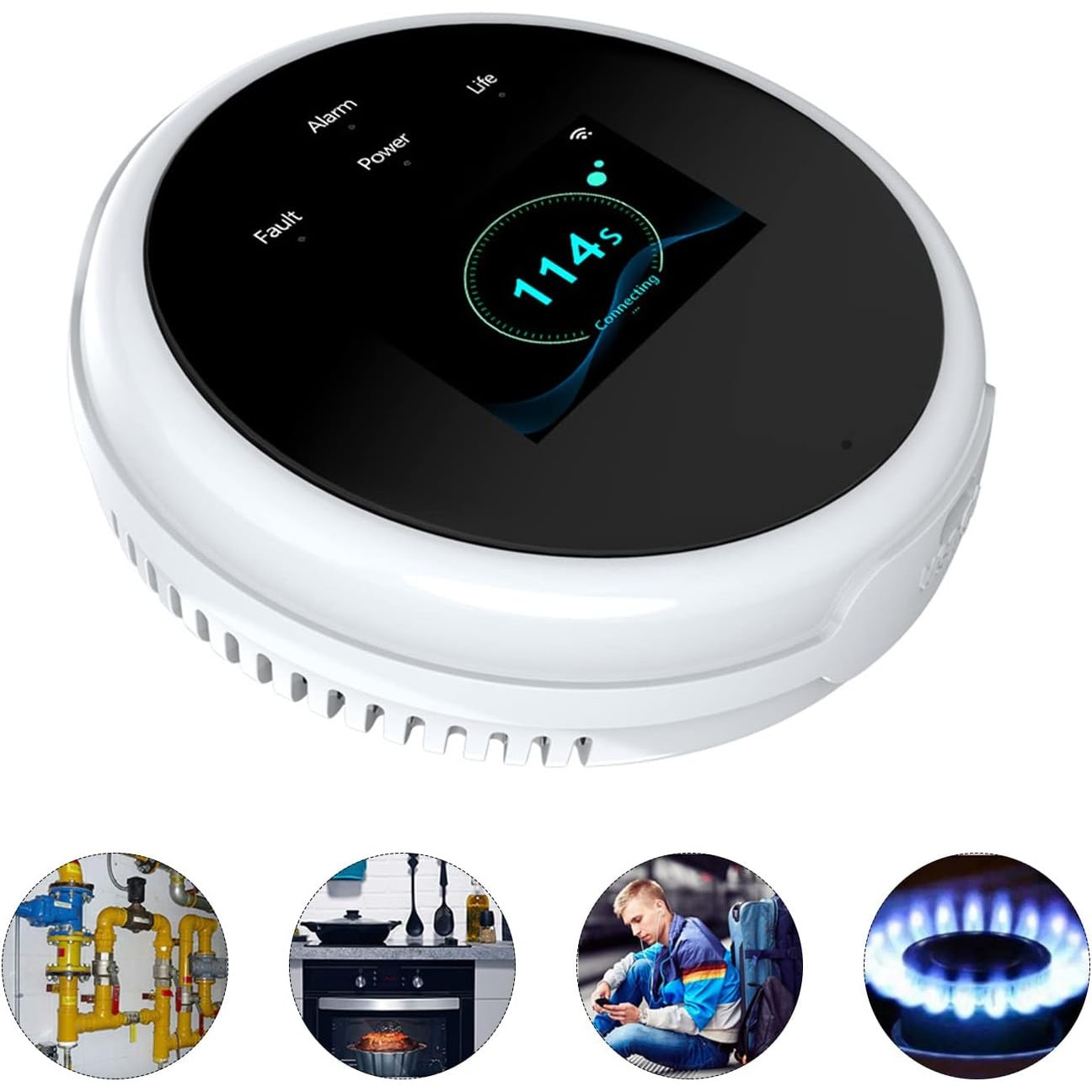 Detector de Gaz, Pentru detectare scurgere de gaze, WiFi 2.4 GHz ...