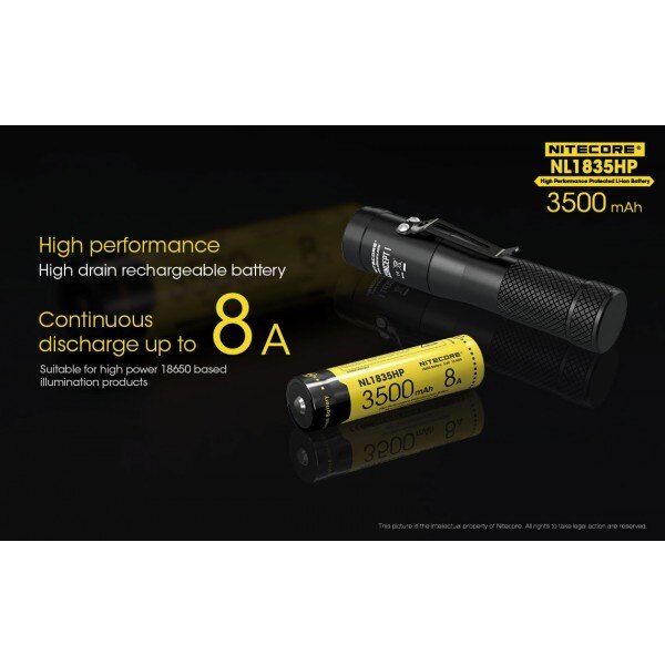 Литиево-йонна батерия Nitecore, NL1835HP, 3500 mAh PCB, 8A, 18650 - eMAG.bg
