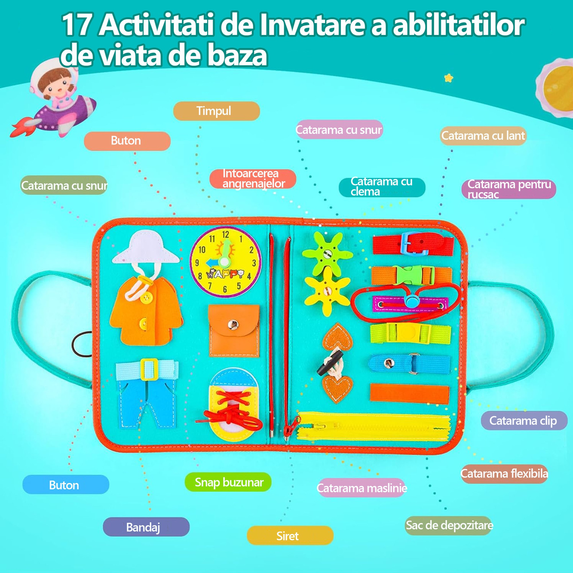 Carte educativa Montessori, Yulinland®, cu activitati senzoriale, tip ...