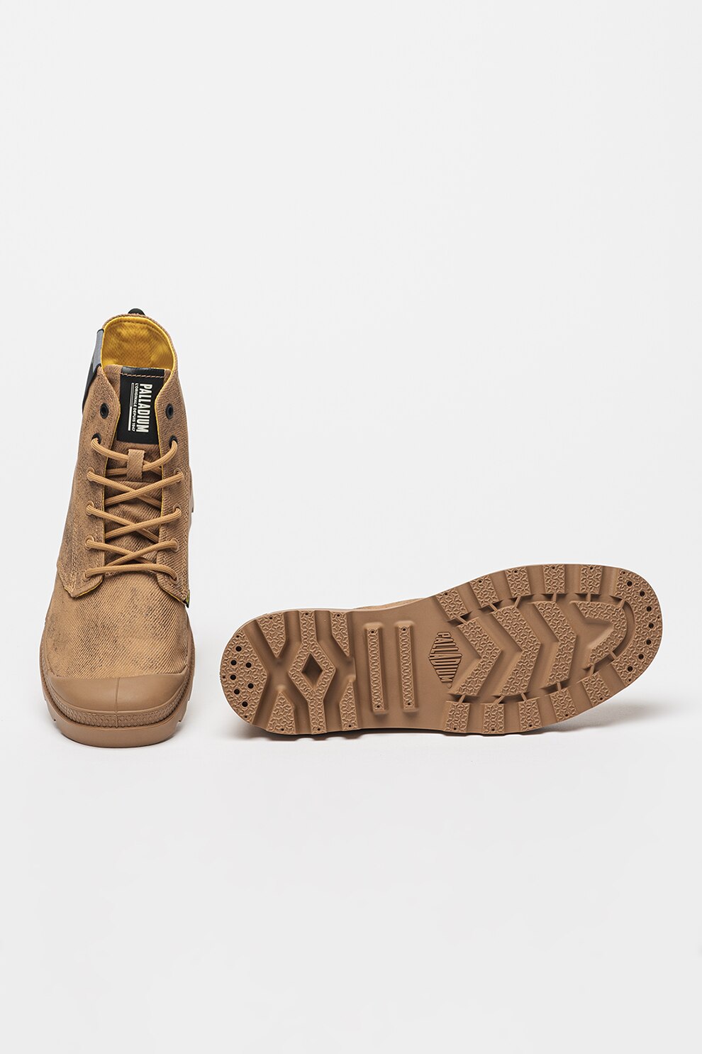 Palladium, Tenisi medii cu logo, Negru, Galben, Camel, 45 - eMAG.ro