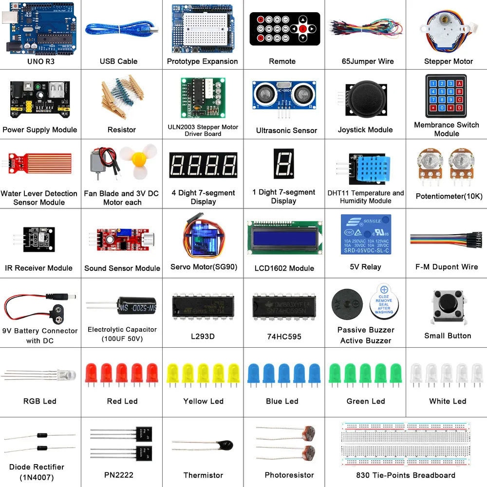 Kit de programare Arduino Starter UNO R3, LCD1602, Pentru incepatori ...