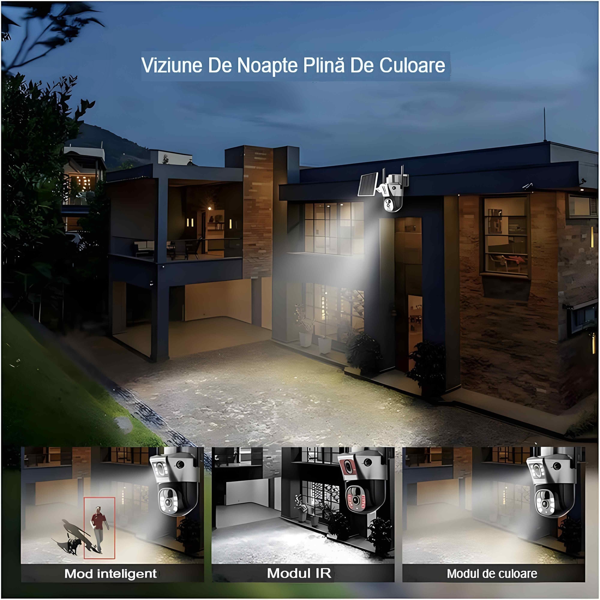 Camera de supraveghere video dubla cu Wi-Fi si Panou solar, 4K, 8MP ...