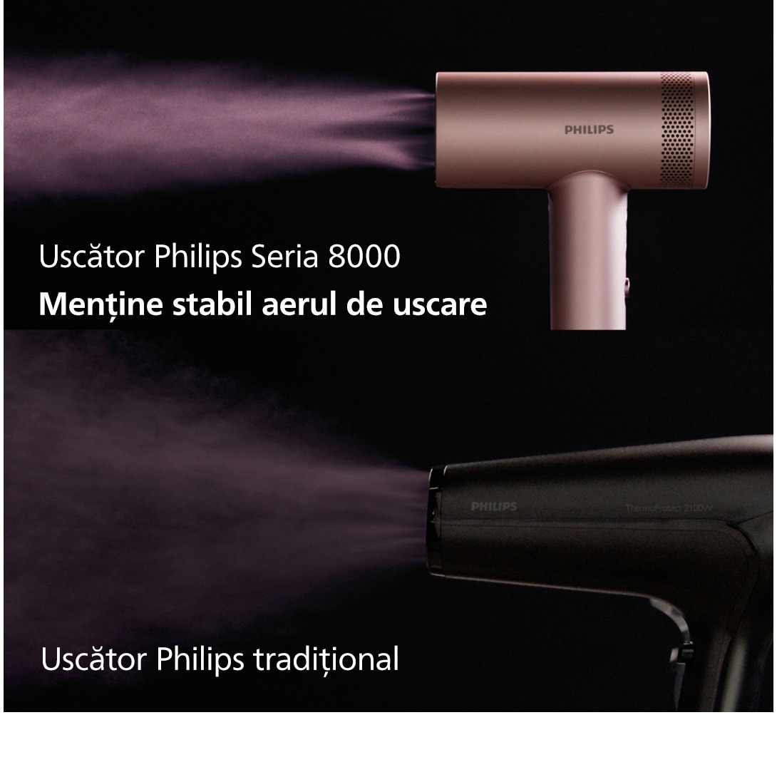 Uscator de par Philips Seria 8000 BHD837/10, tehnologie ThermoShield ...