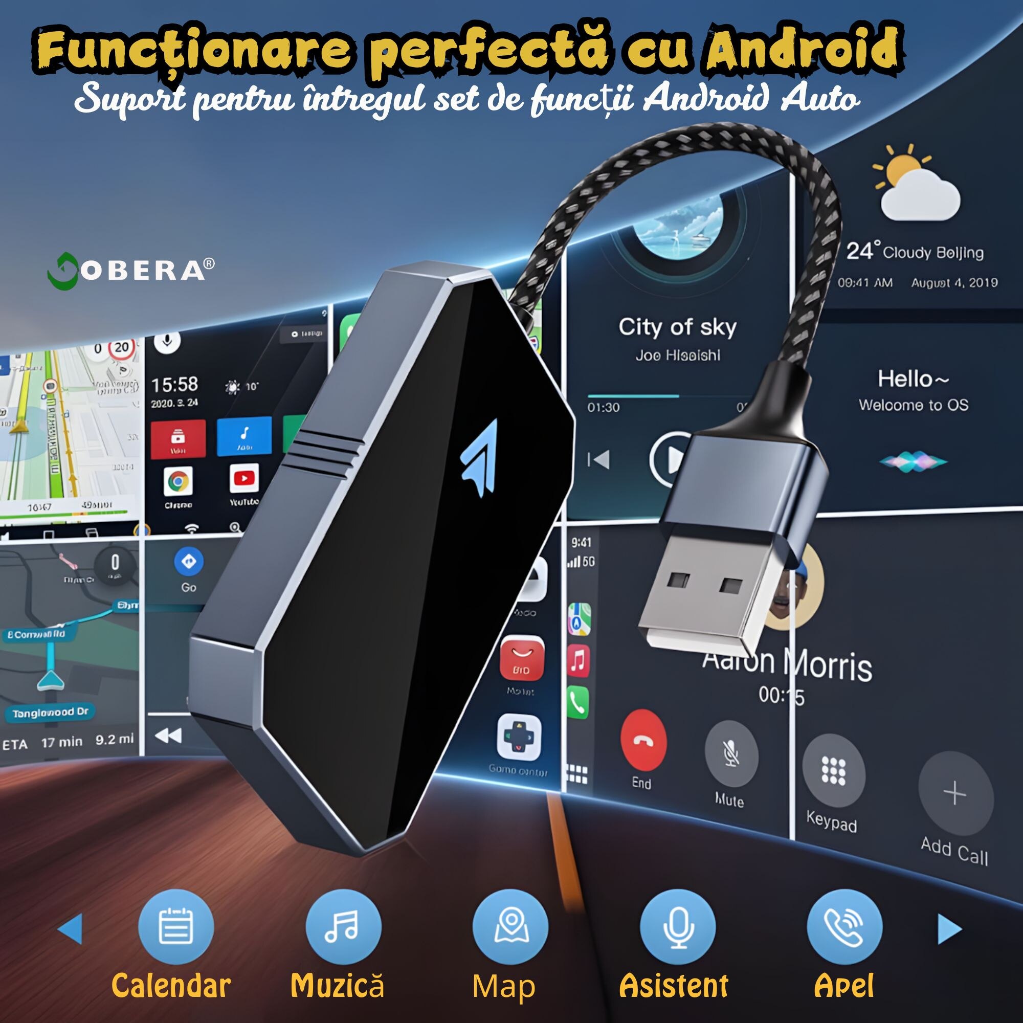 Modul Android Auto Wireless goBERA®, Pentru masini cu Android Auto de ...