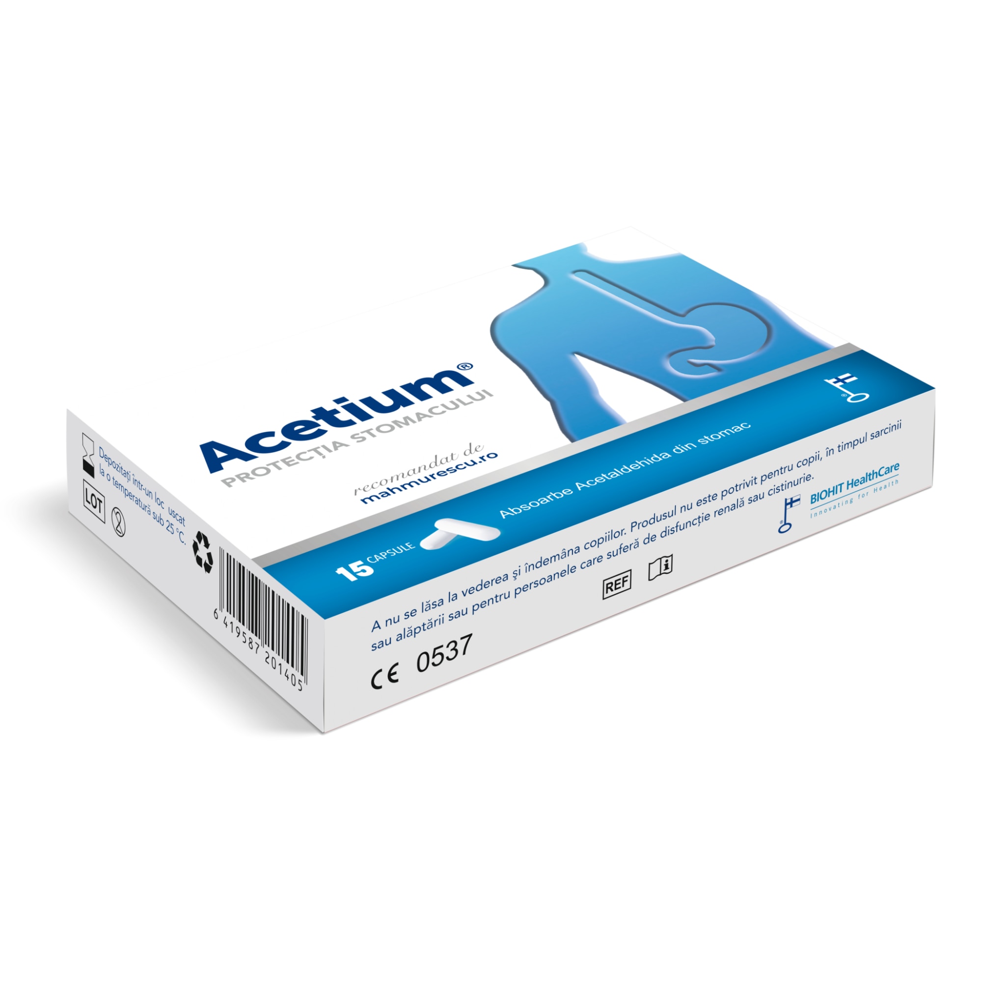 Dispozitiv medical pentru protectia stomacului, Acetium, 15 capsule ...