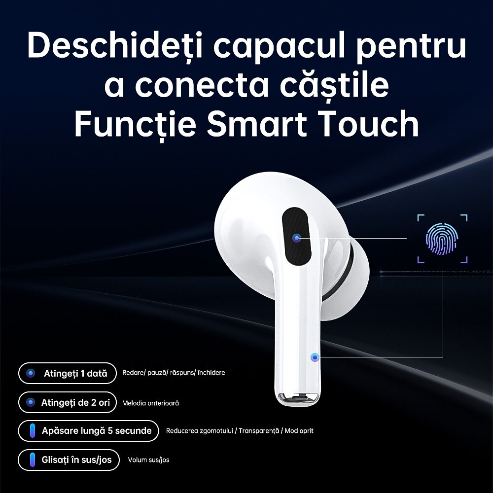 Casti Wireless In Ear, casti fara fir Bluetooth cu ecran tactil color ...