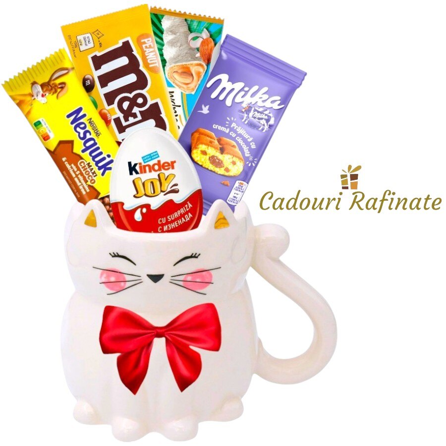 Set Cadou Cana Pisica CADOURI RAFINATE – Ou Kinder, Prajitura Milka, M ...