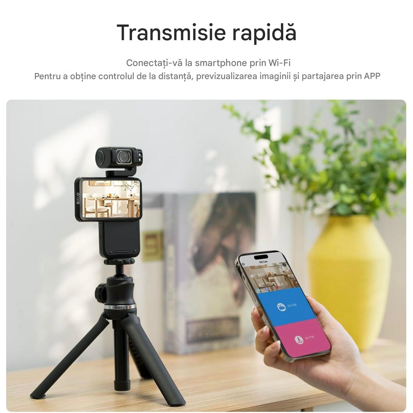 Camera Vlog 5K, WiFi, Viziune Nocturna IR, Camera Portabila pentru ...