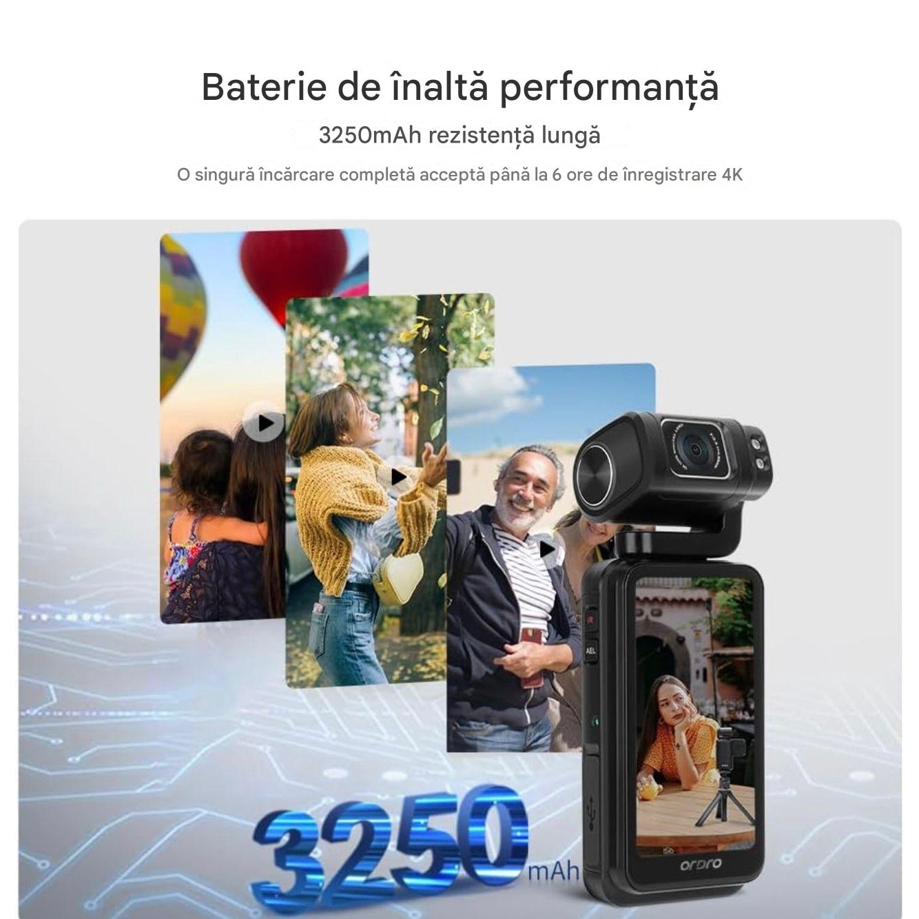 Camera Vlog 5K, WiFi, Viziune Nocturna IR, Camera Portabila pentru ...