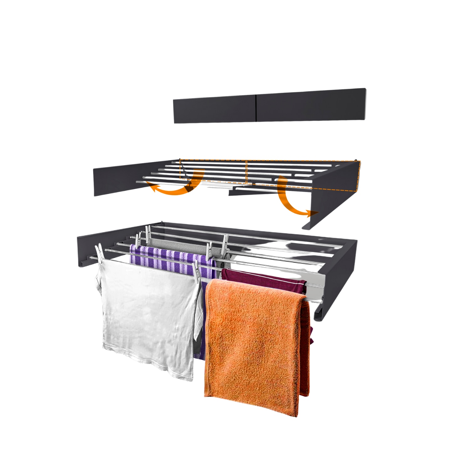 Uscator de Rufe Pliabil, Bezubi FlexDry, Montare Perete, Retractabil ...