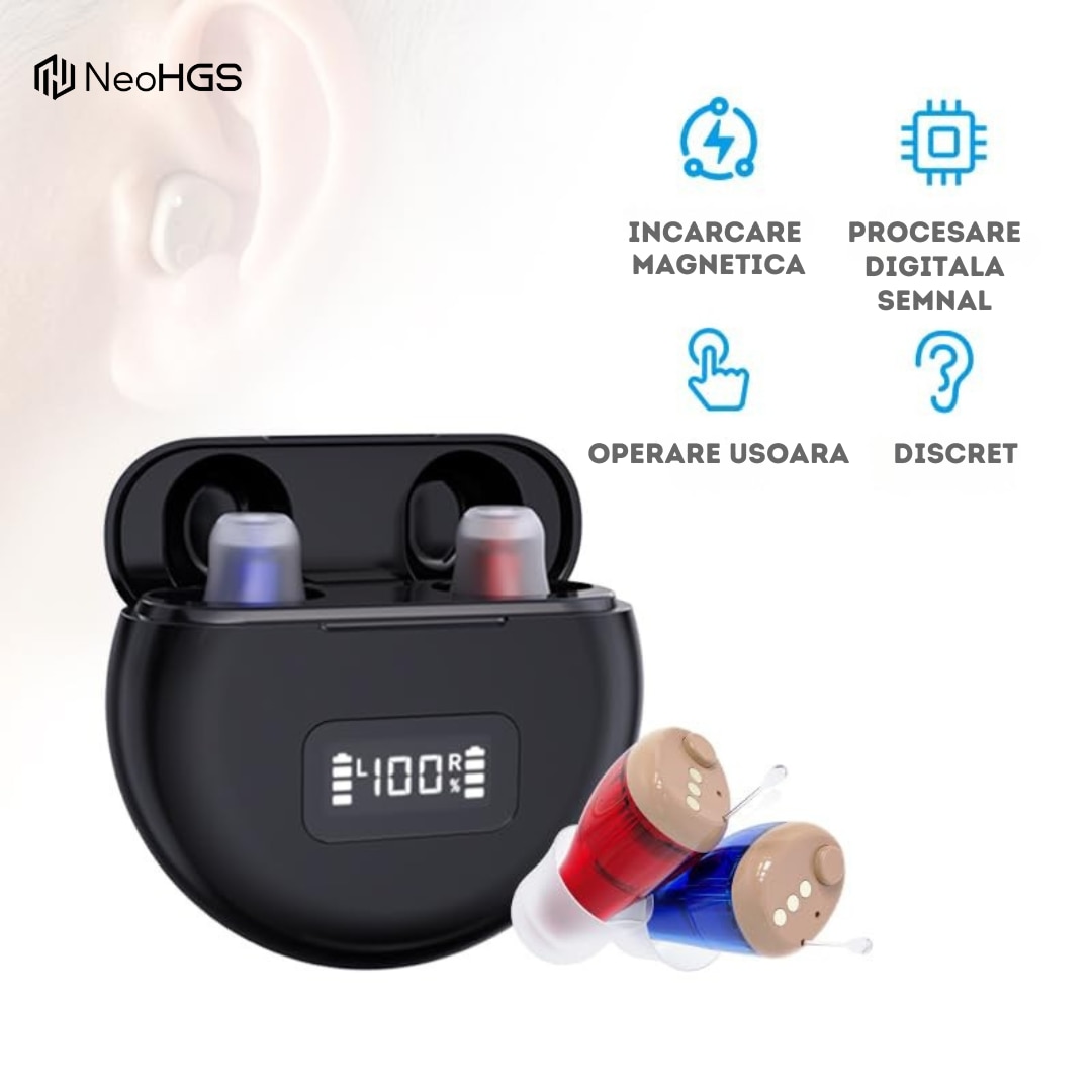 Aparat Auditiv Digital x2 NeoHGS, Sunet Clar, Fara Ecou, Incarcare ...