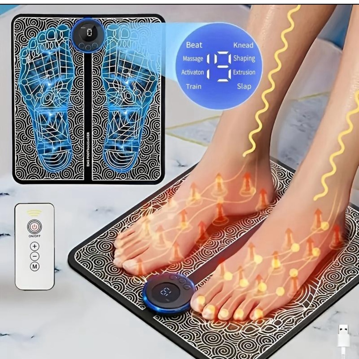 Set Aparat EMS Pentru Picioare si 2 Genunchiere Cu Arc Pentru Suport ...