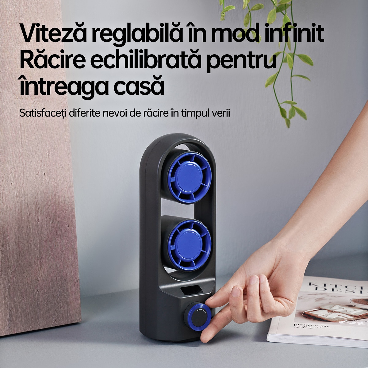 Ventilator de birou-F84, USB reincarcabil, ventilator de birou cu doua ...