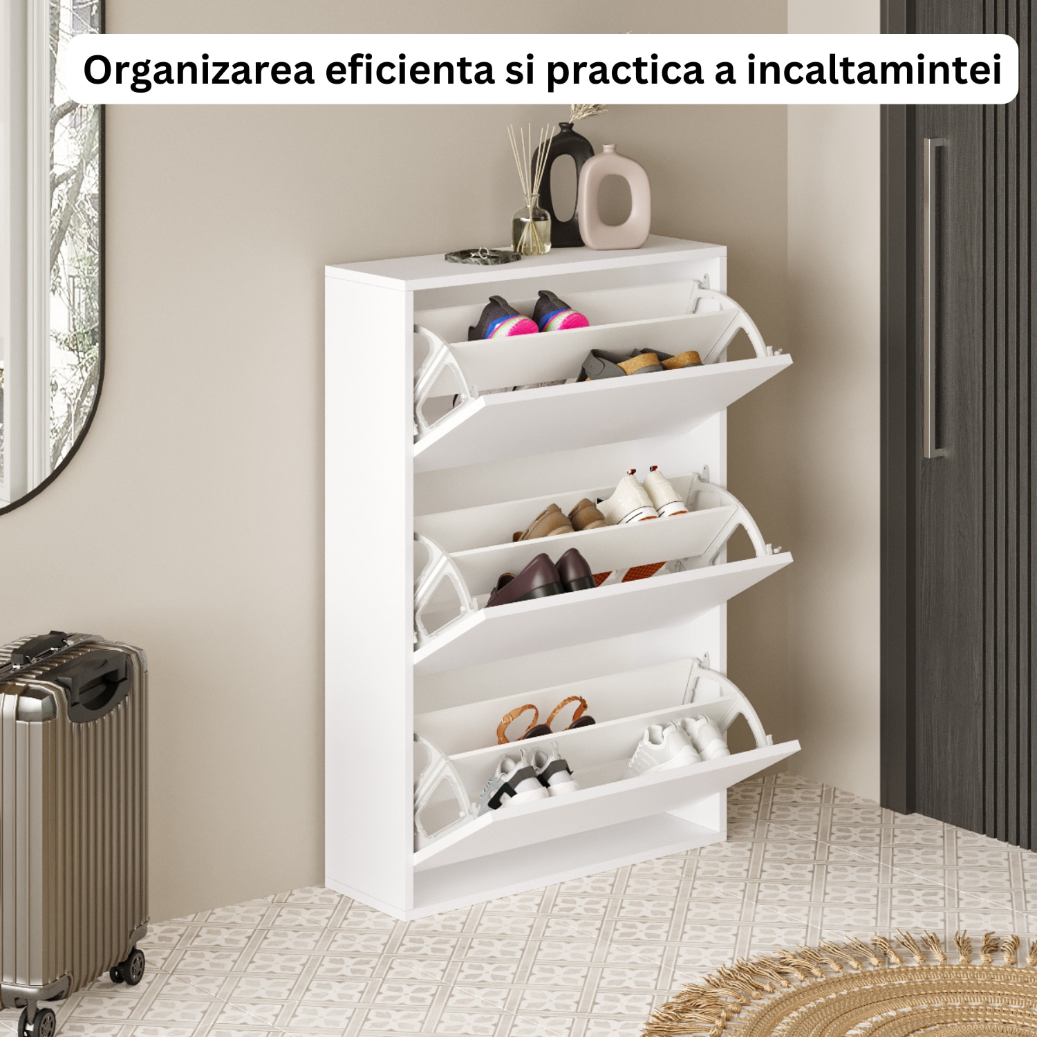 Pantofar Slim pentru Incaltaminte, Bezubi Bilbao, 3 Sertare, capacitate ...