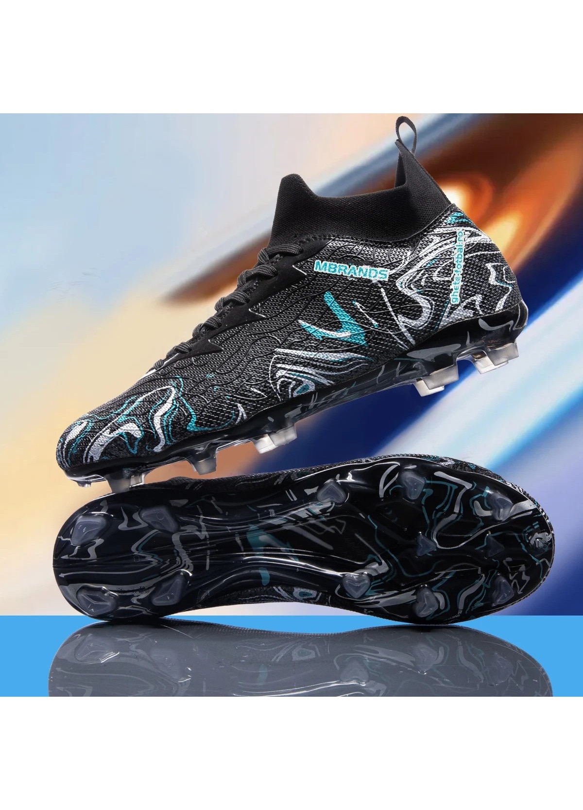 Ghete de fotbal MBrands, 8.3 cu glezna crampoane, culoare negru 41 ...