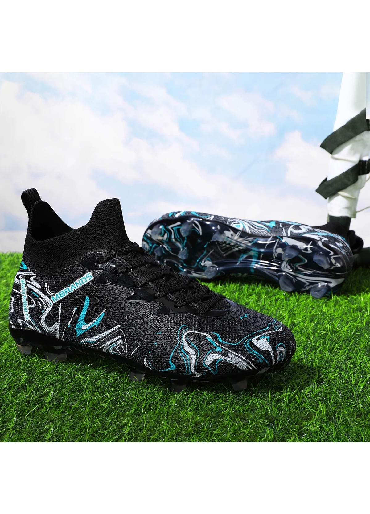 Ghete de fotbal MBrands, 8.3 cu glezna crampoane, culoare negru 41 ...