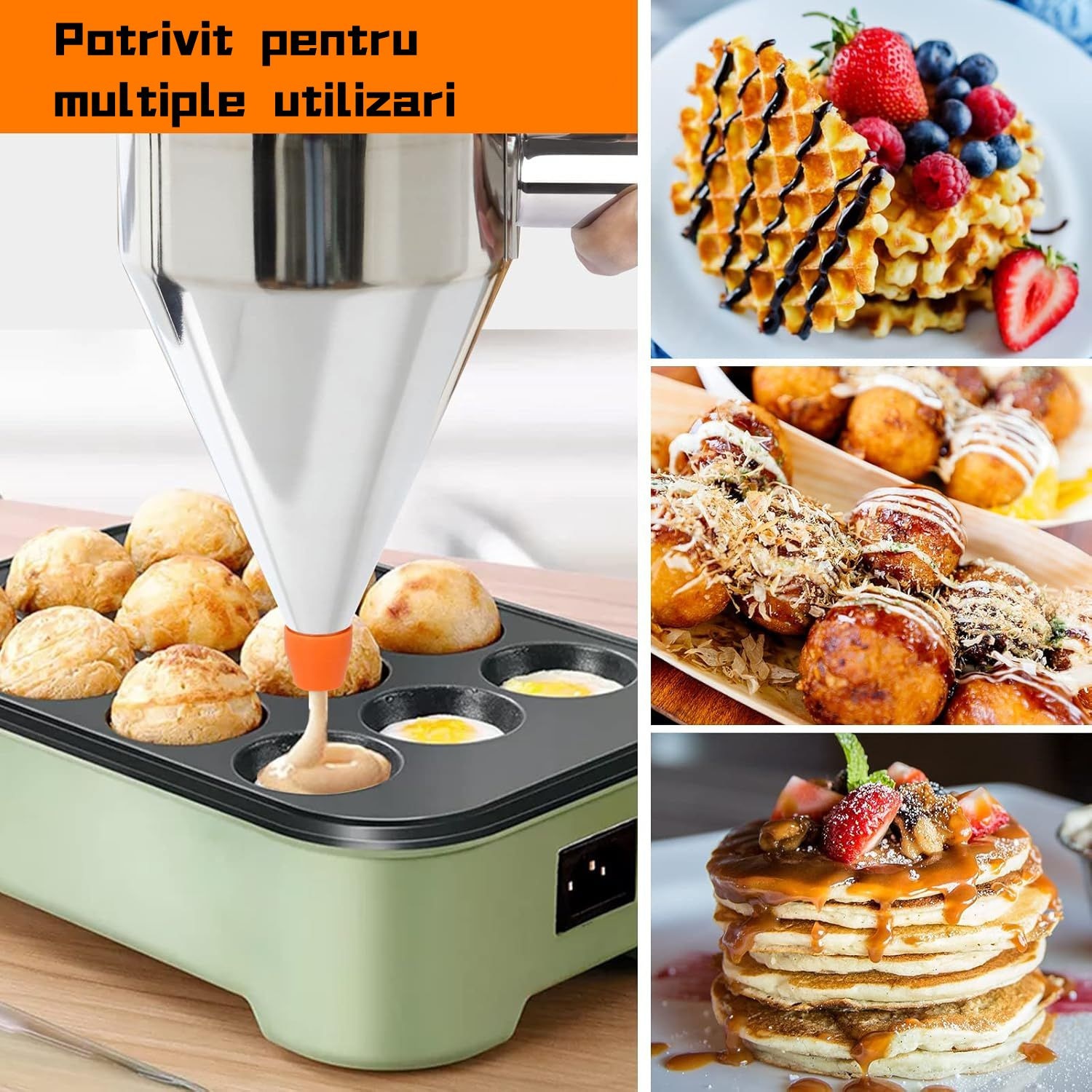 Dispensar pentru aluat, 1200 ml, Palnie din otel inoxidabil, Multi ...