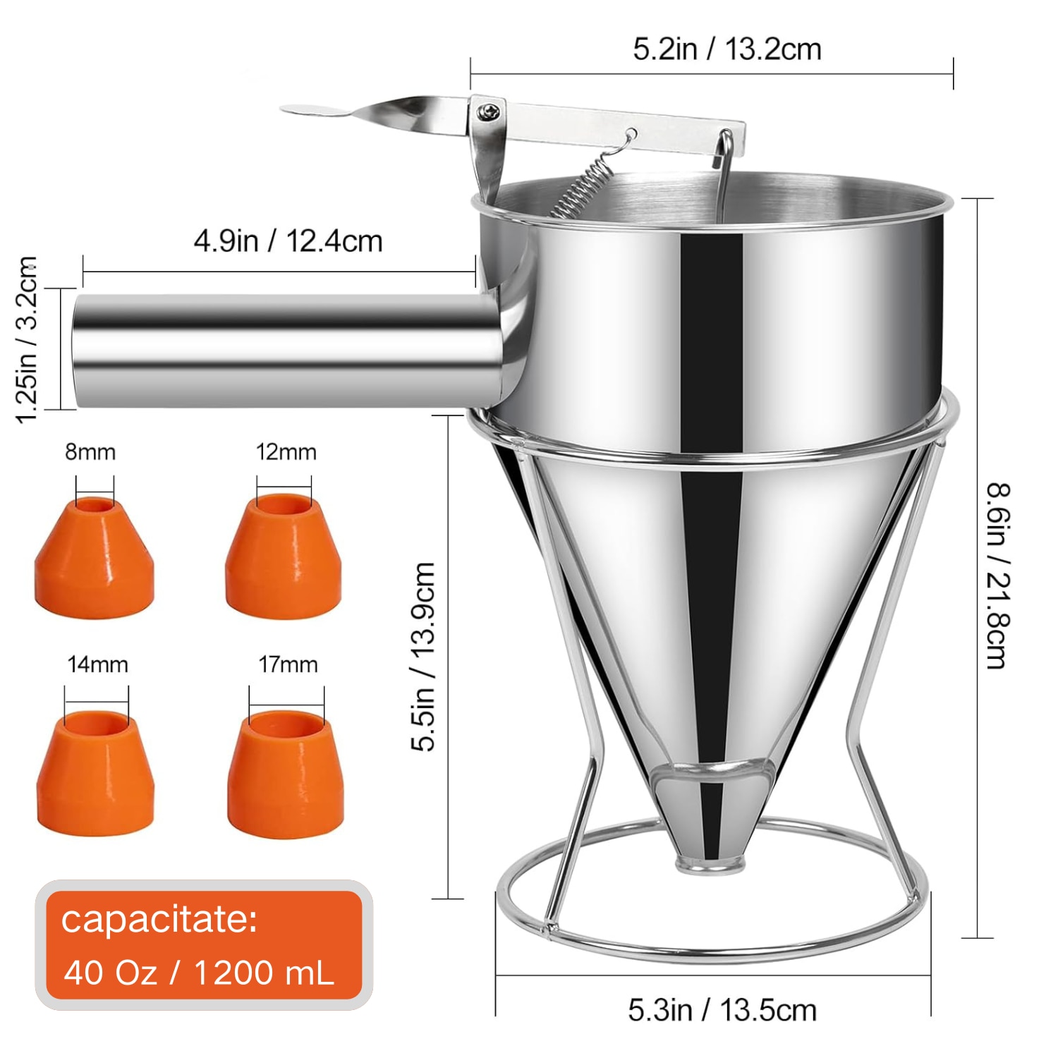 Dispensar pentru aluat, 1200 ml, Palnie din otel inoxidabil, Multi ...