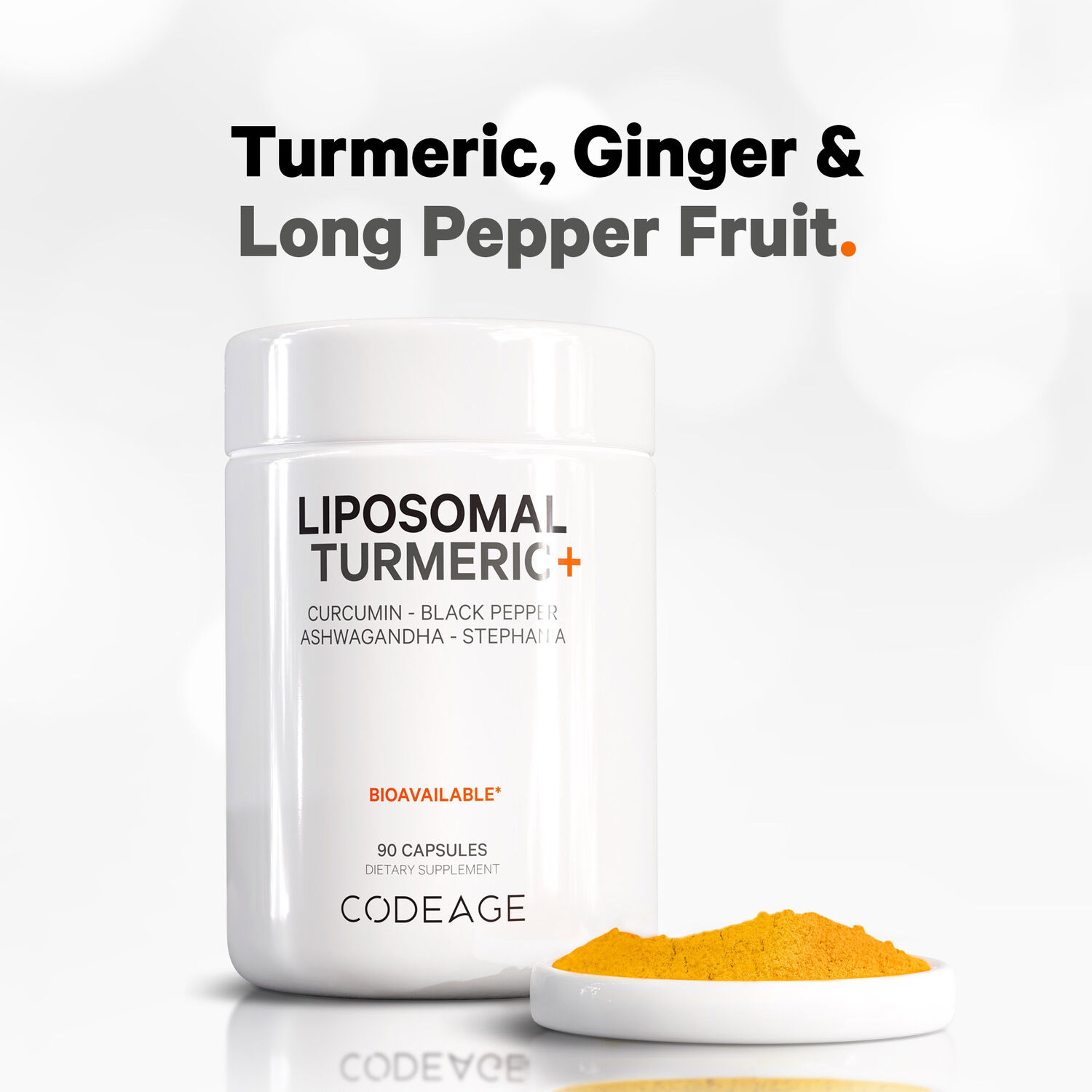 CodeAge Turmeric Lipozomal Fermentat + Piper negru, Curcumin si Ghimbir ...