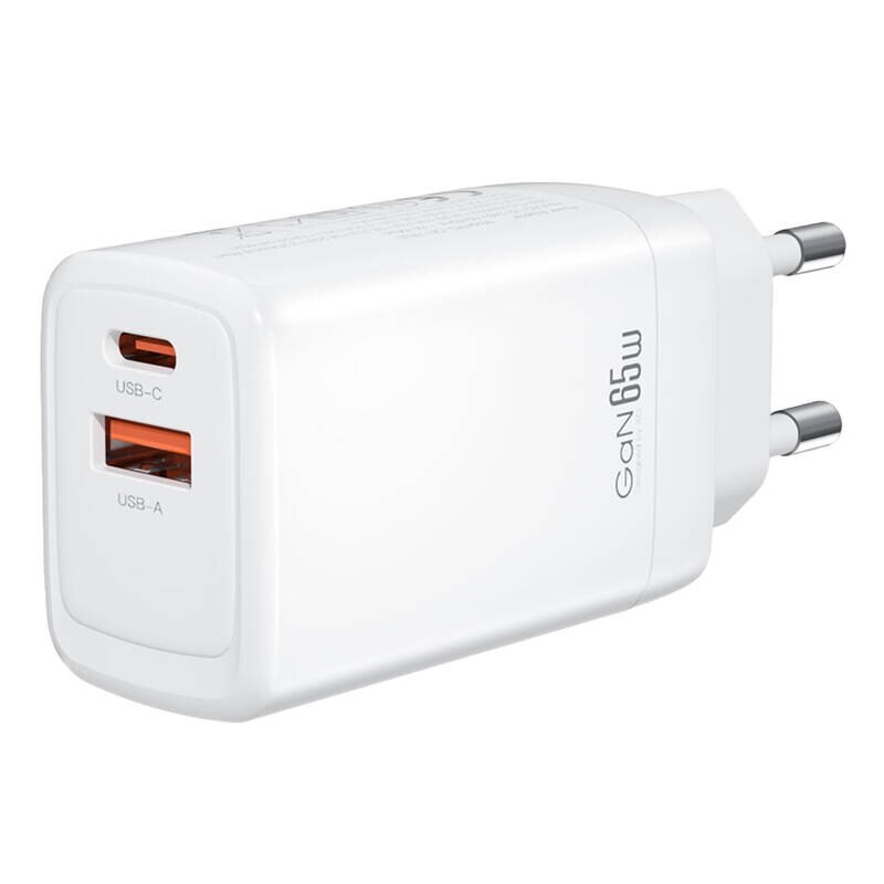 Incarcator retea XO CE17, 65W, 1x USB-C, 1x USB-A, alb, 100x41x29mm ...
