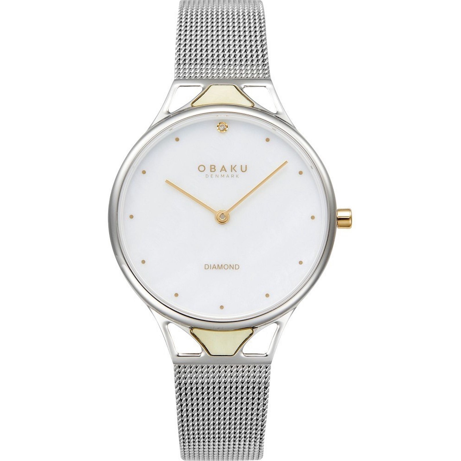 Ceas dama Obaku, quartz, 32mm, argint, perla, bratara din inox - eMAG.ro